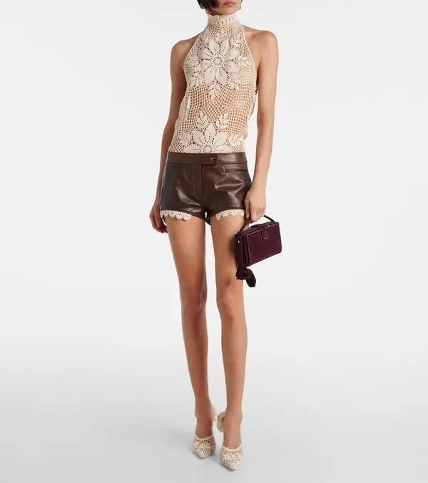 Magda Butrym Crochet Leather Shorts
