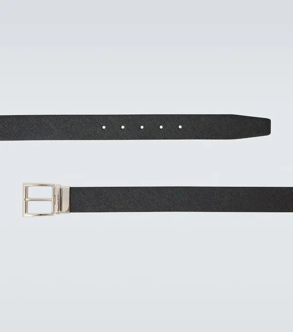 Prada Saffiano Reversible Leather Belt - Black