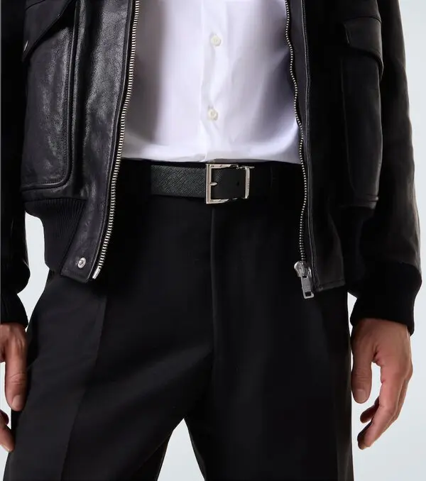 Prada Saffiano Reversible Leather Belt - Black