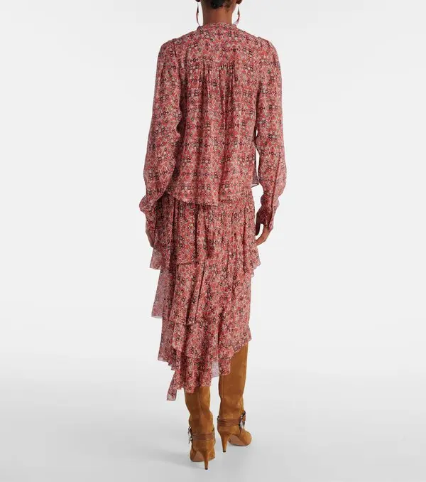 MARANT ETOILE Neolin Printed Crepe Blouse - Red