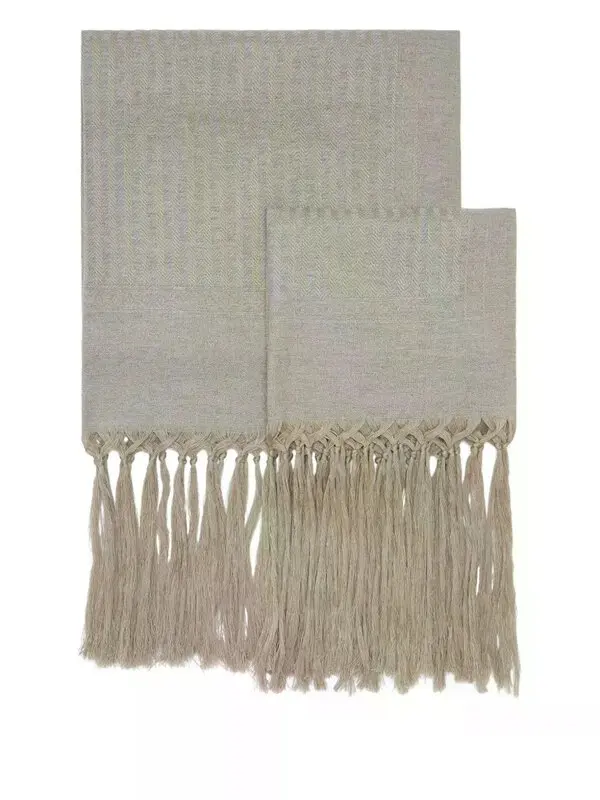 Brunello Cucinelli Chevron Fringe Towels - Neutrals