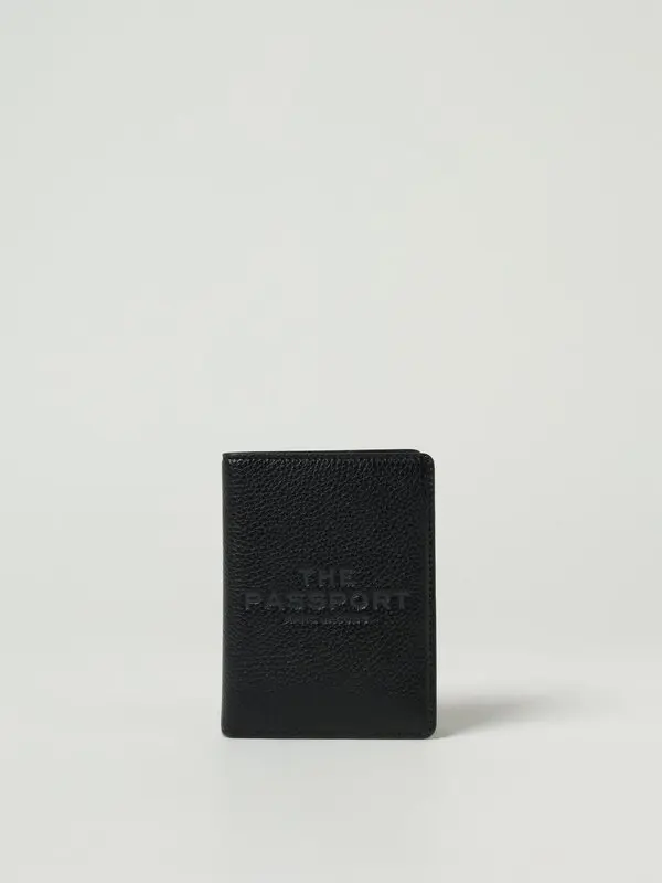 Marc Jacobs The Passport Bifold Grained Cowhide Document Holder With Print - Black