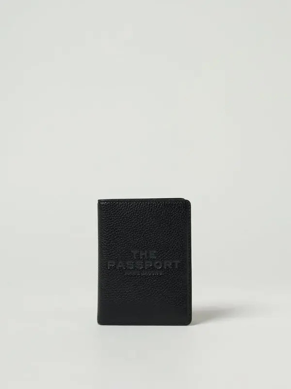 Marc Jacobs The Passport Bifold Grained Cowhide Document Holder With Print - Black