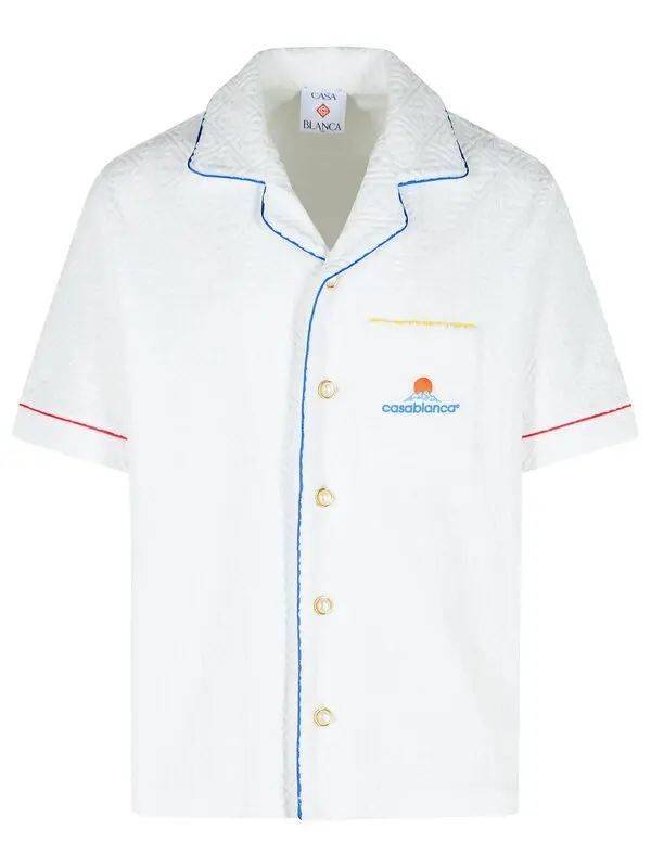 Casablanca Short-sleeved Jacquard Terry Shirt - White