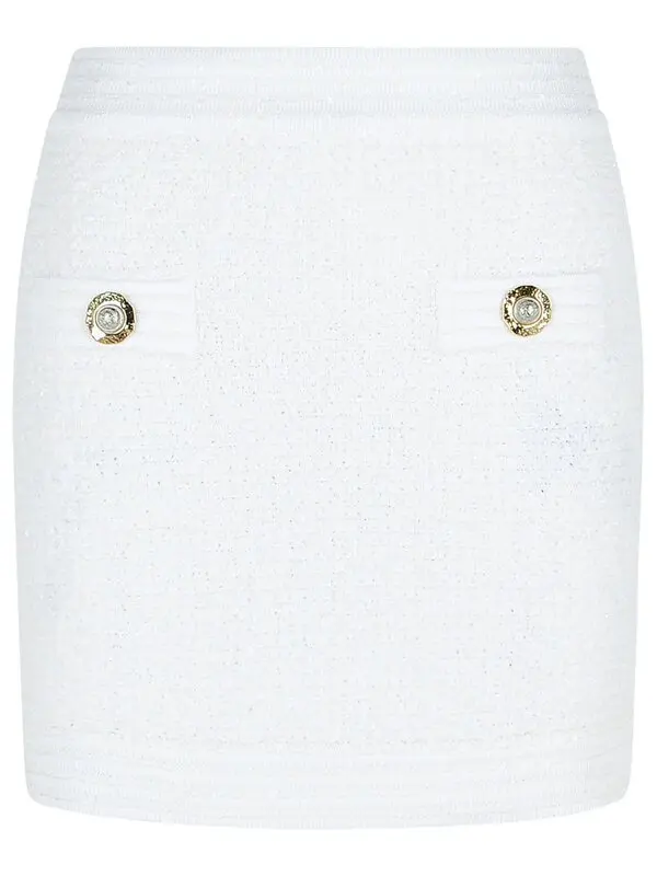 Balmain Cotton Blend Miniskirt - White