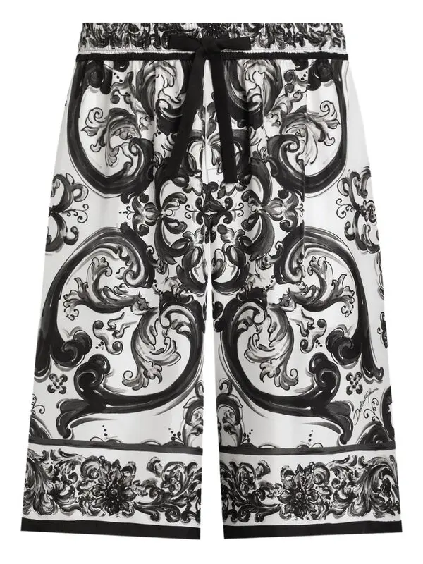 Dolce & Gabbana Printed Silk Shorts - Black