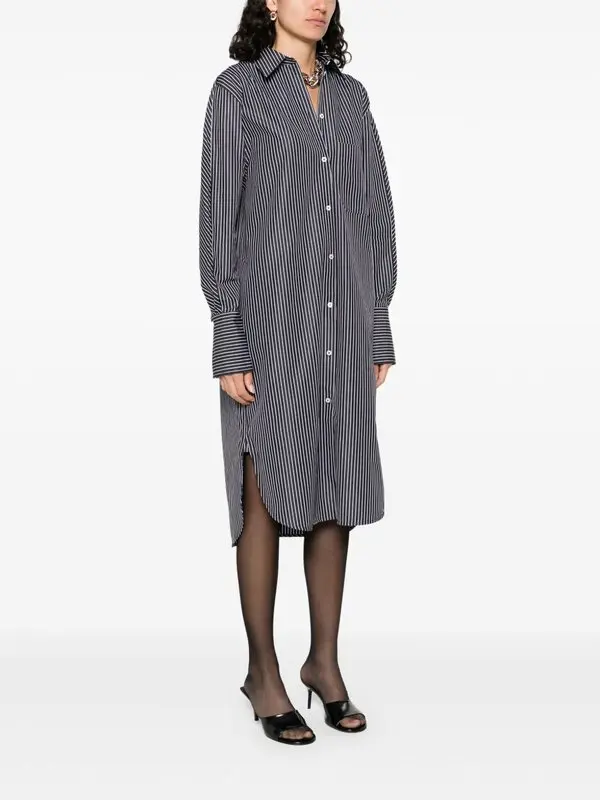 TOTEME Striped Cotton Shirtdress - Black