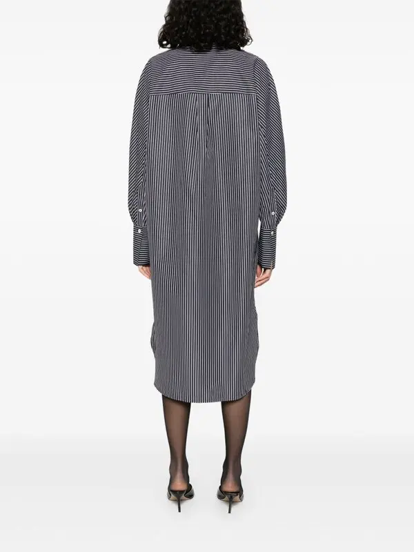 TOTEME Striped Cotton Shirtdress - Black