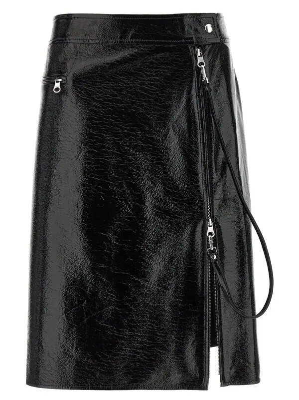 COURREGES Zipped Vinyl Midi Skirt - Black