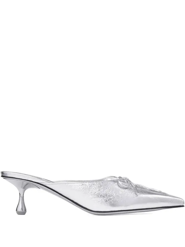 JIMMY CHOO Scarlett 50 Leather Mules - Silver