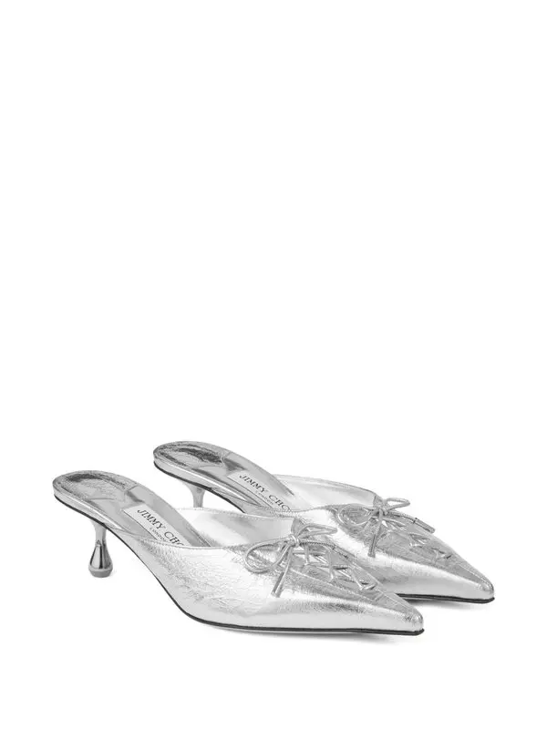 JIMMY CHOO Scarlett 50 Leather Mules - Silver
