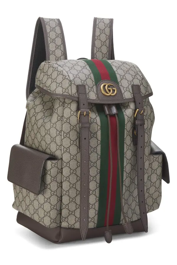 Gucci Gg Supreme Monogram Backpack - Brown