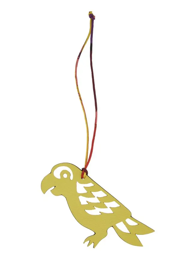 Hermès Bordeaux Epsom & Lime Togo Reversible Petit H Parrot Charm - Multi