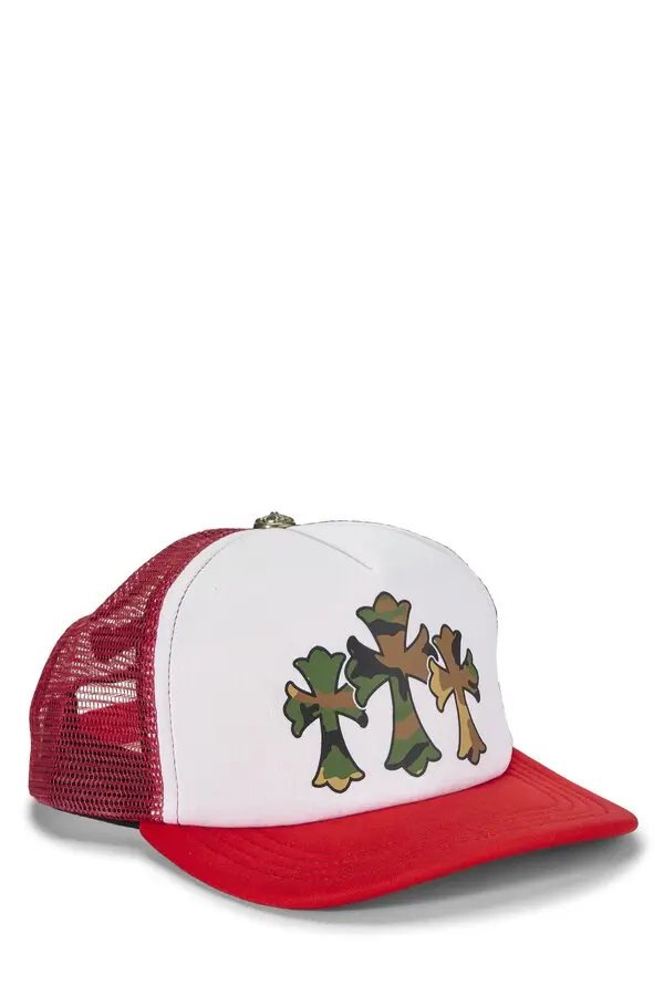 Chrome Hearts Camo Triple Cross Trucker Hat - Red
