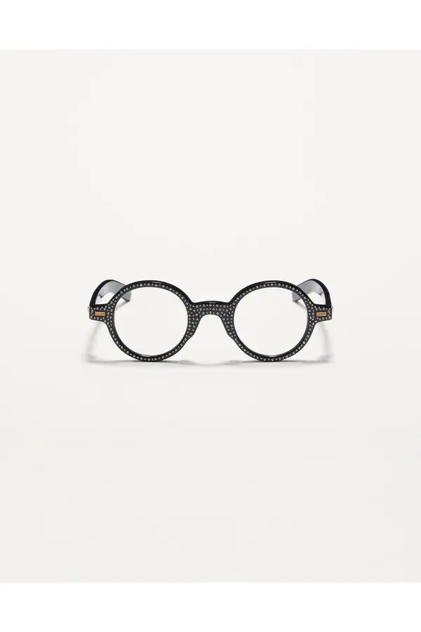 Valentino Garavani Bizarre Circle Eyeglasses With Crystals - Black