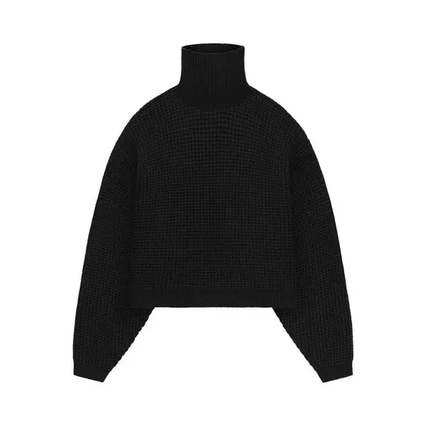 Fear Of God Heavy Waffle Cropped Turtleneck - Black