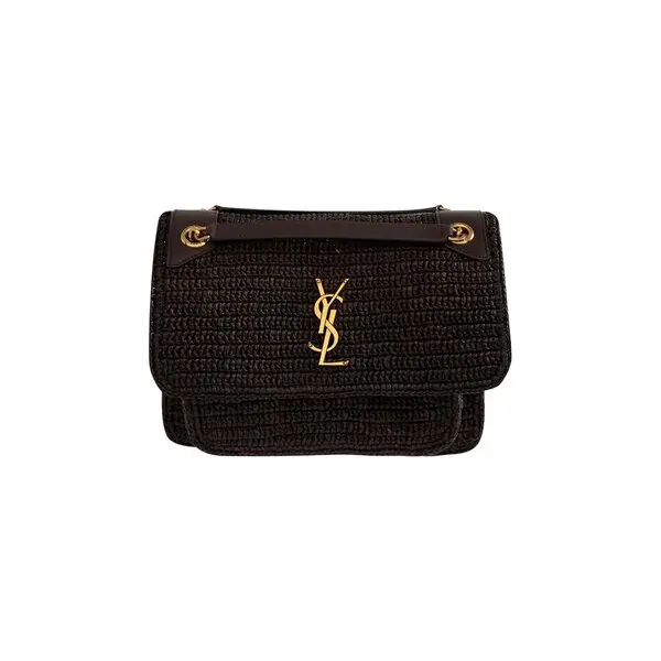 Saint Laurent Niki Medium Raffia Bag - Brown