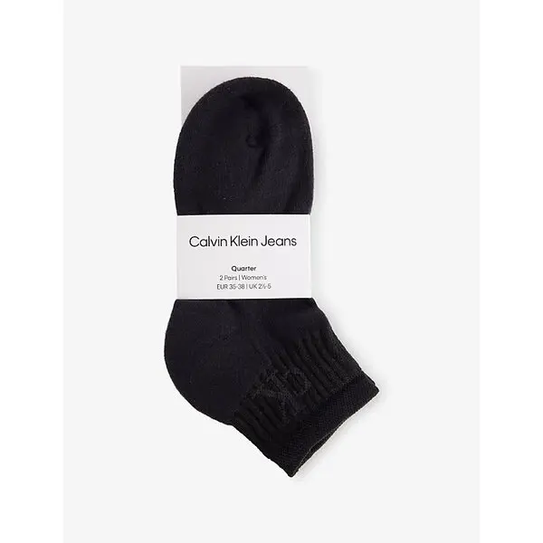 Calvin Klein Pack Of Two Cotton-blend Ankle Socks - Black