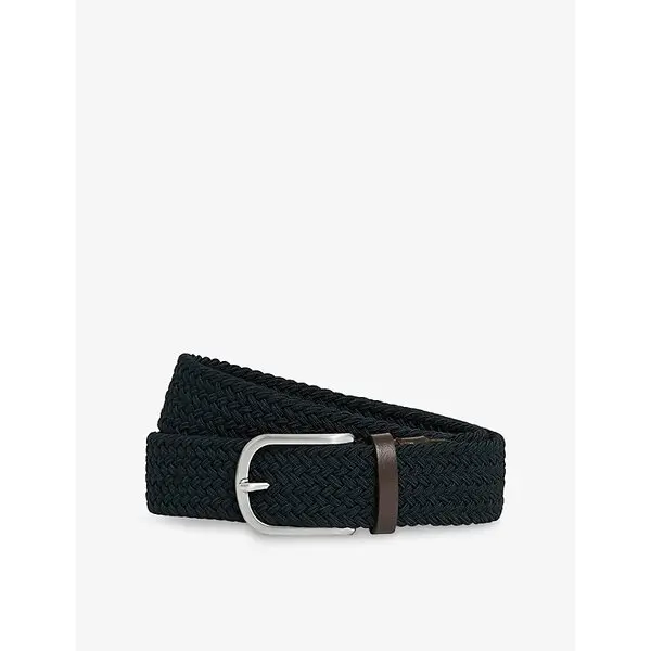 REISS Elmont Woven Belt - Navy
