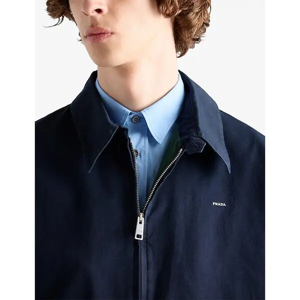 Prada Logo-print Cotton Jacket - Blue