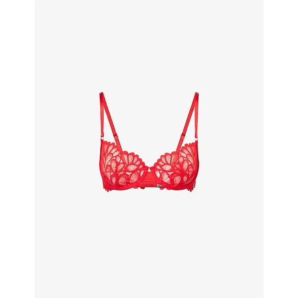 SAVAGE X FENTY Savage Not Sorry Unlined Balconette Lace Bra - Timeless Red