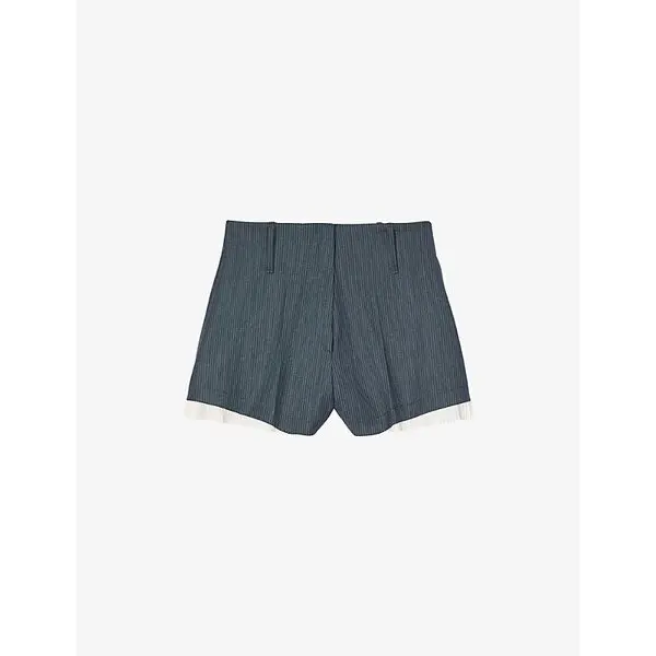 Sandro Striped High-rise Woven Shorts