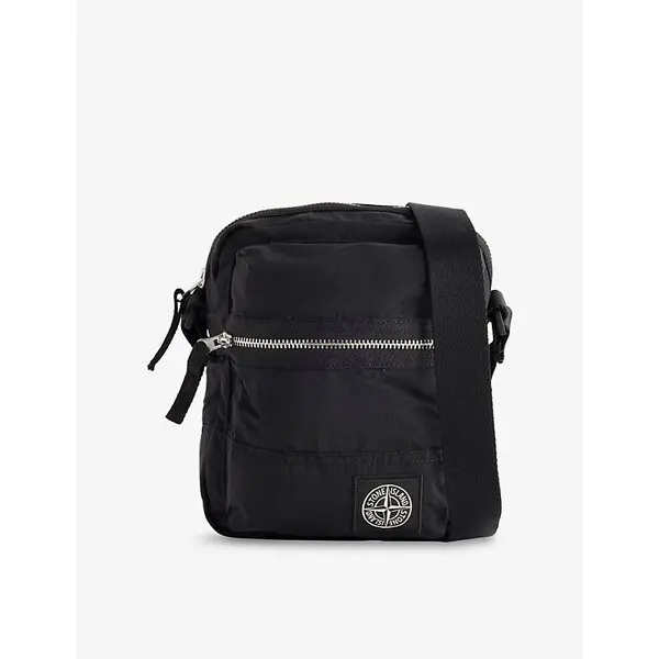 Stone Island Brand-patch Shell Crossbody Bag - Black
