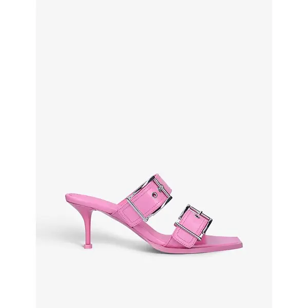 Alexander McQueen Buckle-embellished Leather Heeled Mules