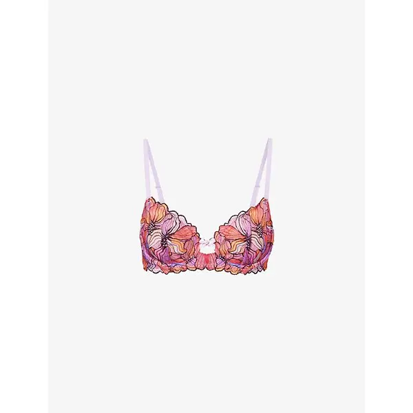 SAVAGE X FENTY Mosaic Unlined Floral Lace Demi Bra - Purple Oval