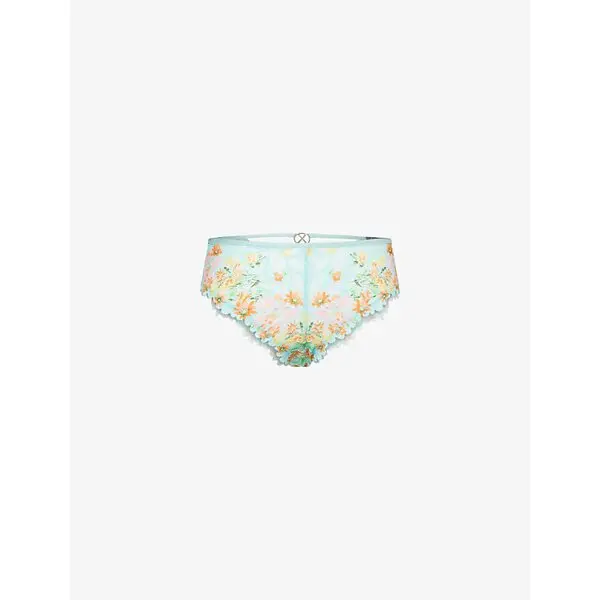 SAVAGE X FENTY Savage Not Sorry Strappy Cut-out Cheeky Lace Briefs - Splash Me Blue Floral