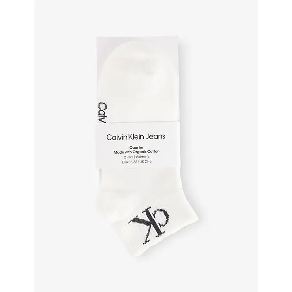 Calvin Klein Pack Of Two Cotton-blend Ankle Socks - White