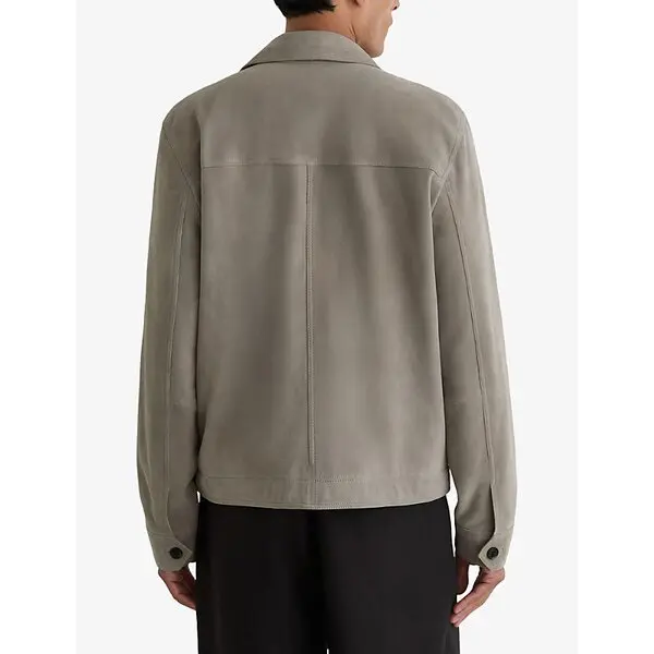 REISS Suede Patch Pocket Jacket - Grey