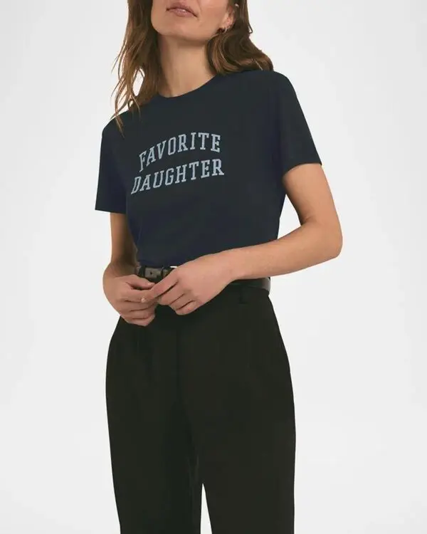 FAVORITE DAUGHTER Cropped Collegiate T-shirt - Navy
