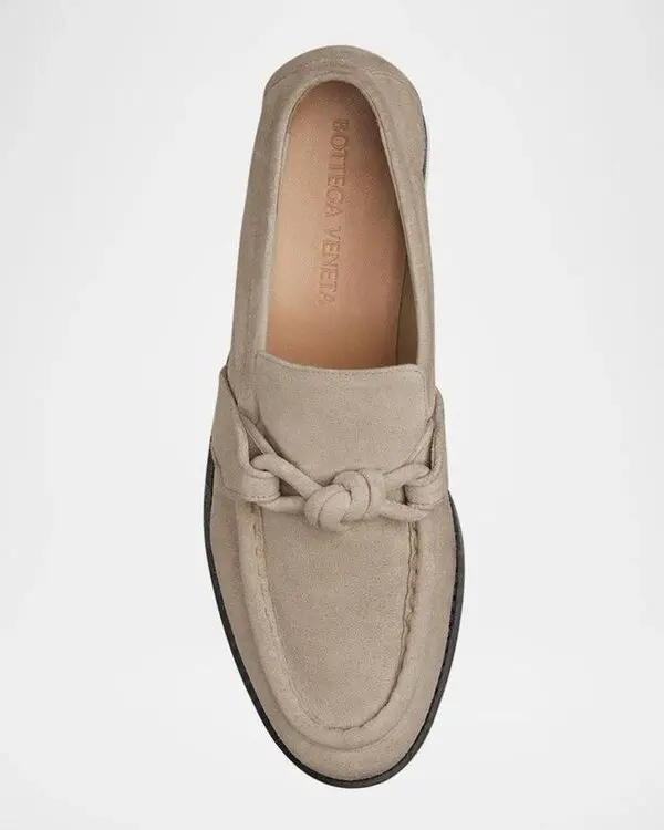 Bottega Veneta Astaire Knot Suede Loafers - Fondant