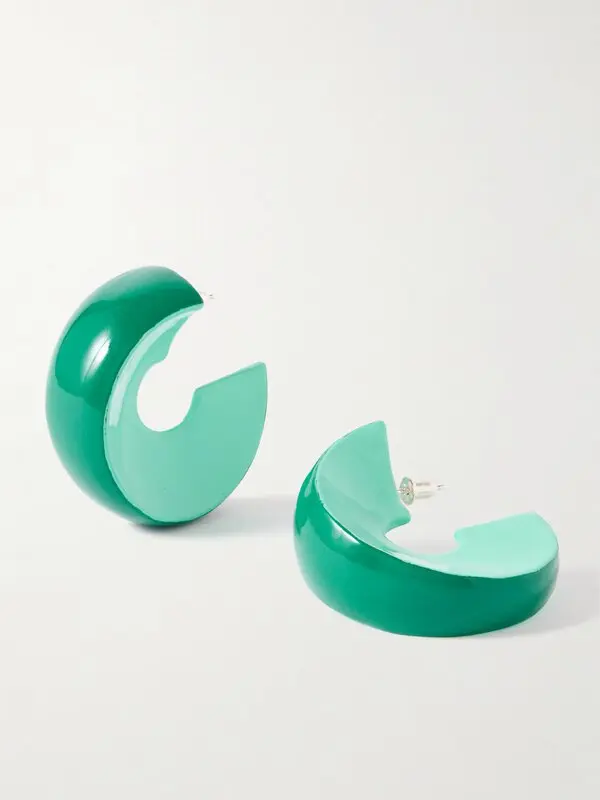 UNCOMMON MATTERS Creole Wood Hoop Earrings - Green