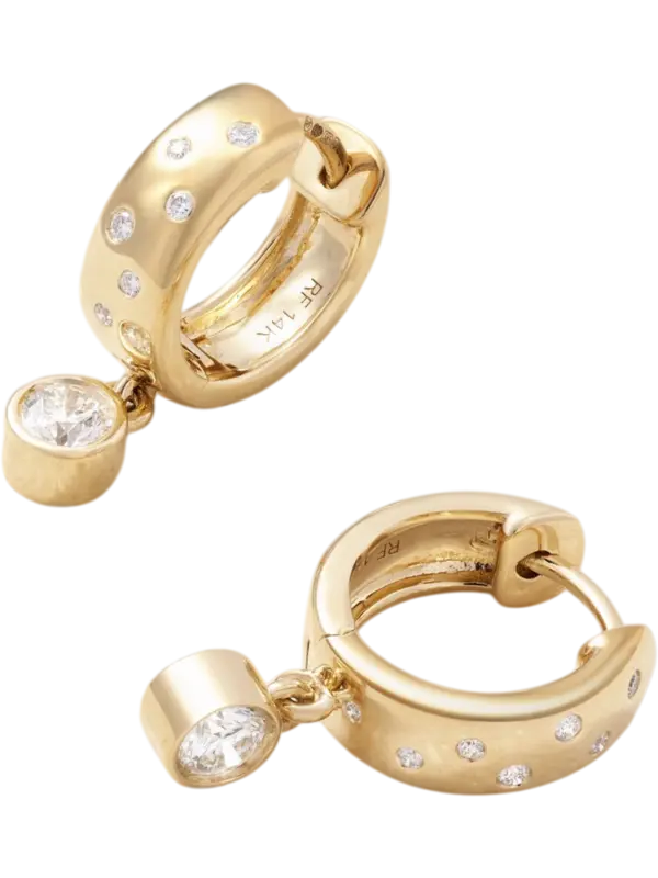 ROXANNE FIRST Polka-dot Diamond Hoop Earrings - Gold