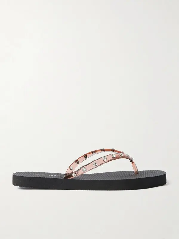 LOEFFLER RANDALL Crystal-embellished Pvc Flip Flops - Black