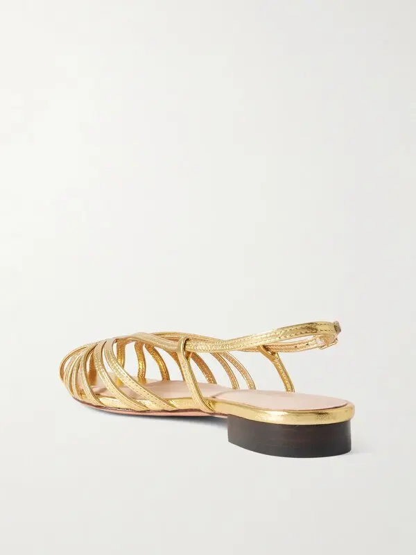 LOEFFLER RANDALL Devon Metallic Leather Sandals - Gold
