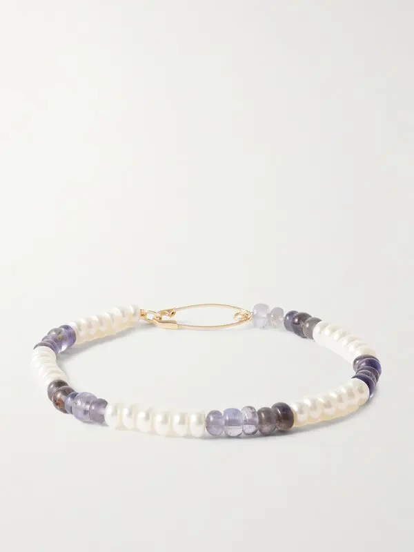 LOREN STEWART 14-karat Gold, Iolite And Pearl Bracelet - Blue