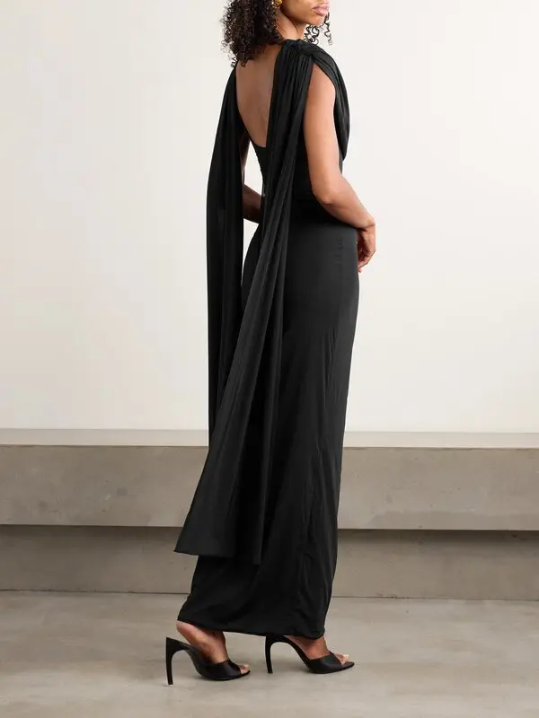maygel coronel batista draped jersey maxi dress Cape-Effect In Black - 50% Off Mesh & Tulle Photoshoot Dresses