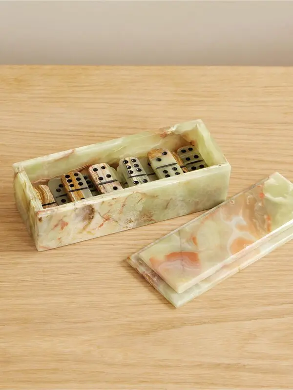 Jia Jia Onyx Domino Set - Green