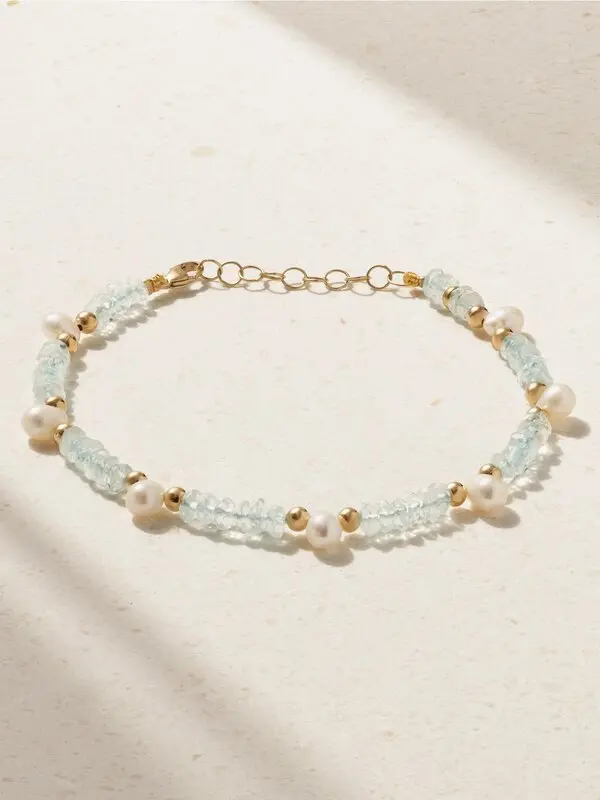 Jia Jia 14-karat Gold, Aquamarine And Pearl Bracelet - Silver