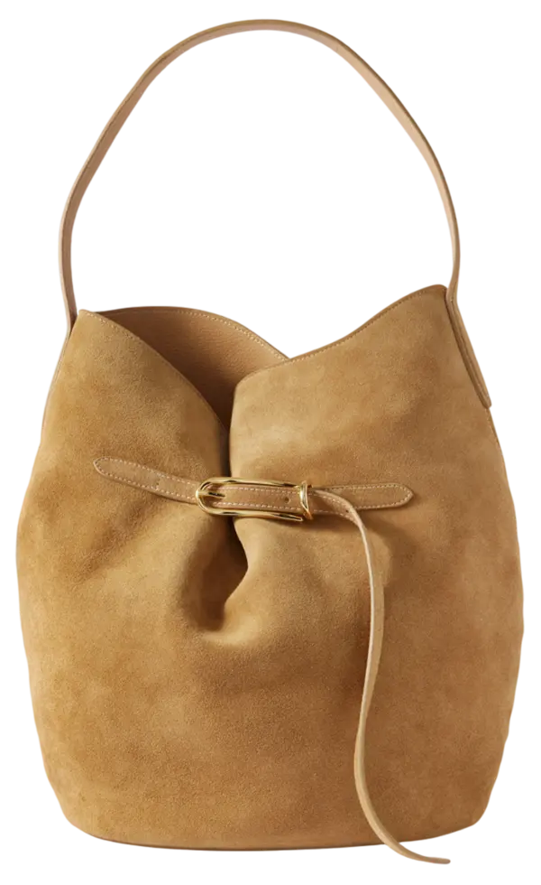 LIFFNER Buckled Suede Bucket Bag - Brown