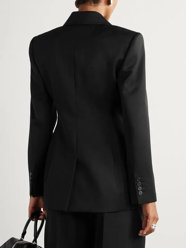 Givenchy Double-breasted Grain De Poudre Wool Blazer With Faille Trim