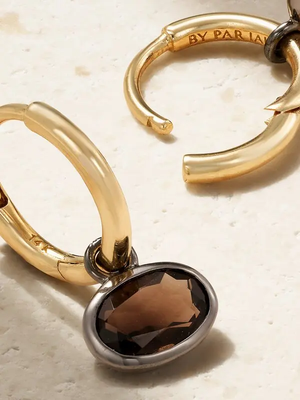 BY PARIAH Orbit 14-karat Recycled Smokey Quartz Hoop Earrings - Gold