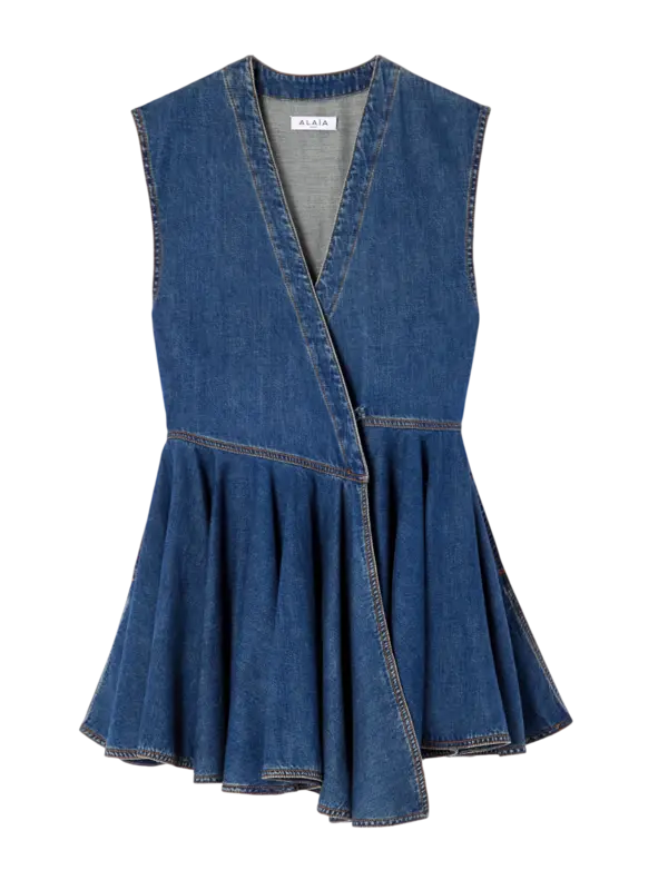 Alaïa Asymmetric Wrap-effect Mini Dress - Blue
