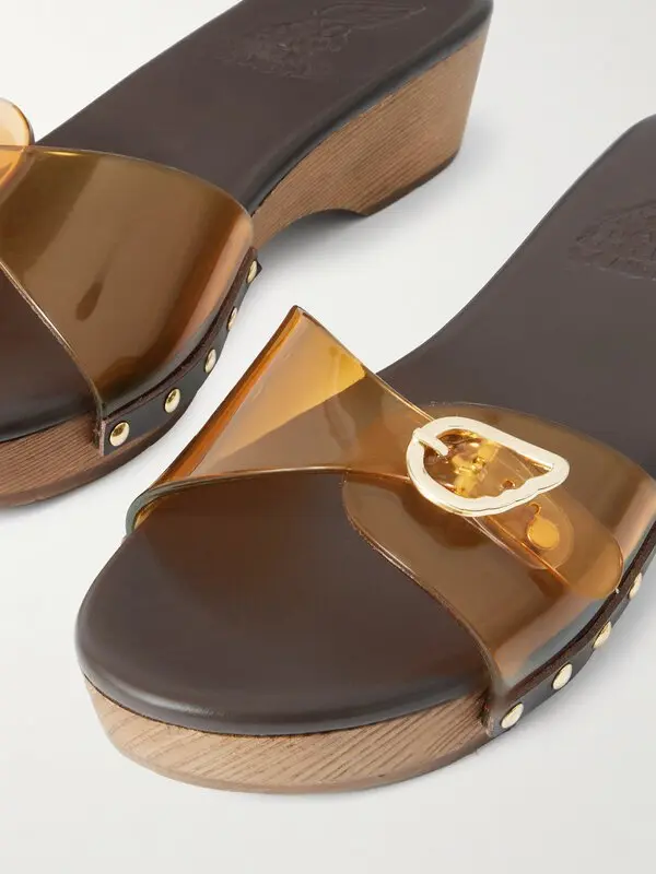 ANCIENT GREEK SANDALS Omonia Studded Clogs - Brown