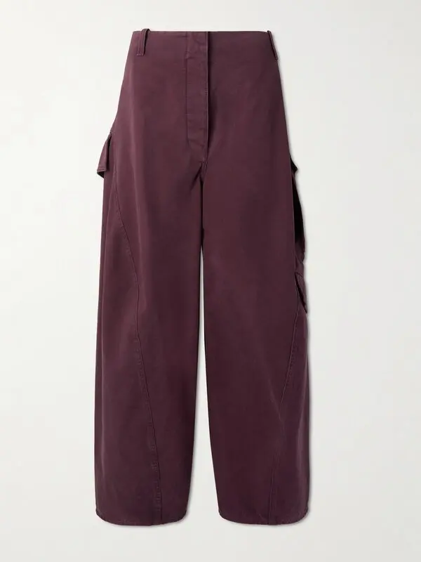 Alaïa Cotton-twill Barrel-leg Cargo Trousers - Burgundy