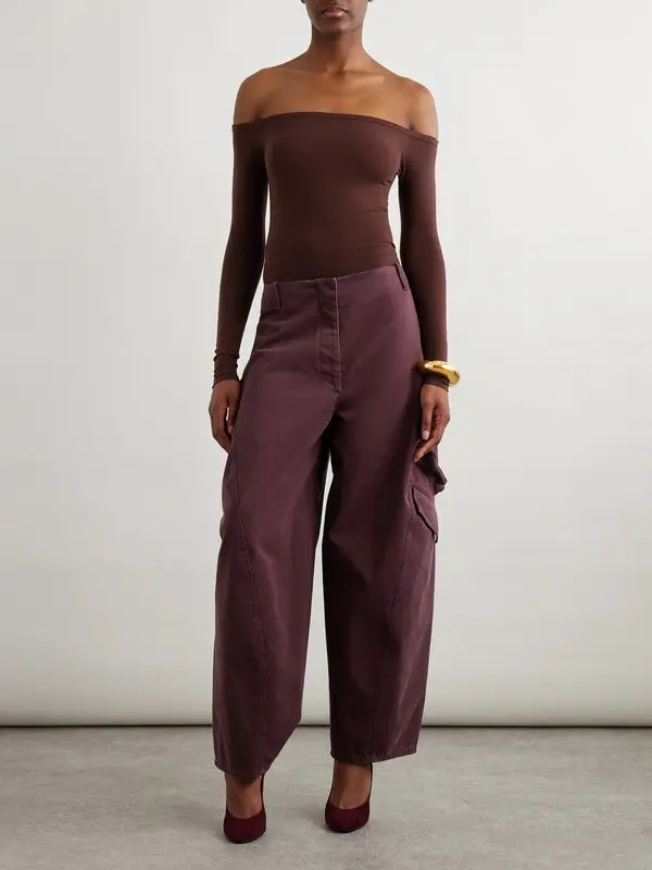 Alaïa Cotton-twill Barrel-leg Cargo Trousers - Burgundy