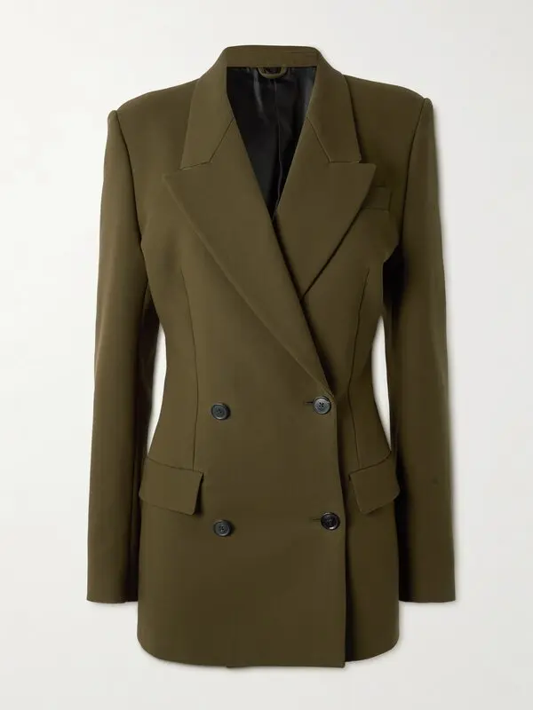Alaïa Double-breasted Cotton-twill Blazer - Green